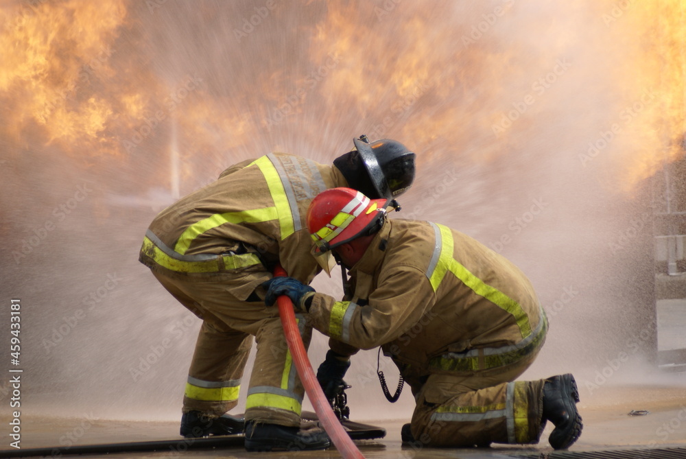 firefighting large area on fire, fire suppression, Stock Photo | Adobe ...
