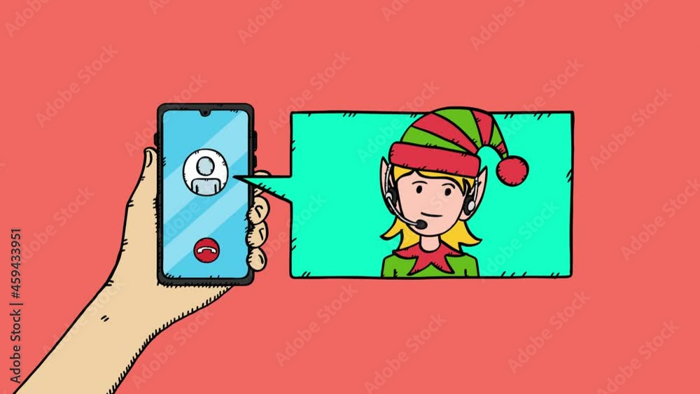 Video animation of conversation on mobile phone with christmas customer ...
