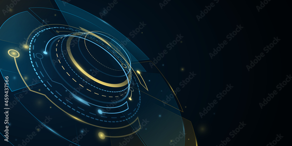 Digital 3d HUD GUI UI with light effects. Futuristic, sci fi elements ...
