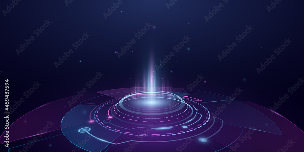 Digital futurustic portal hologram with light effect. HUD GUI UI. Sci ...