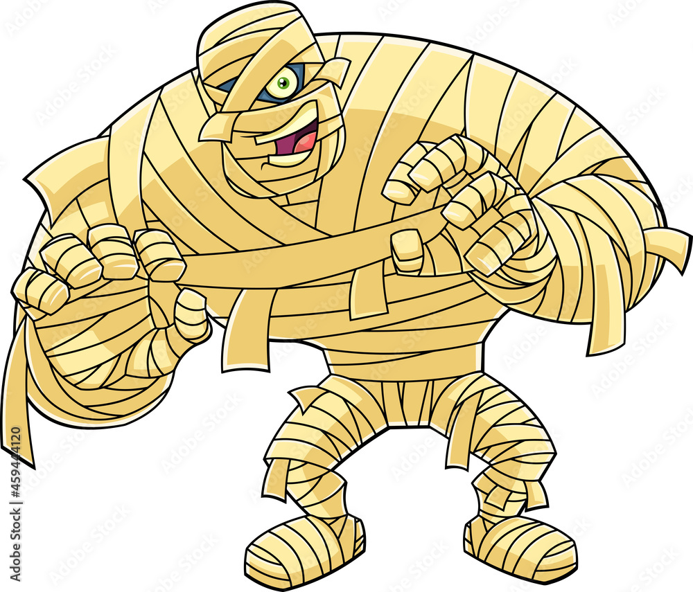 Scary Mummy Cartoon Character Attacking With Hands Up. Vector Hand ...