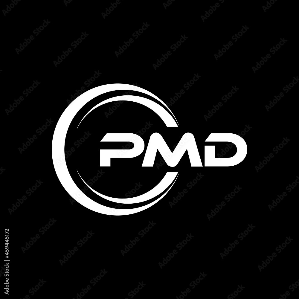 Vecteur Stock PMD letter logo design with black background in ...