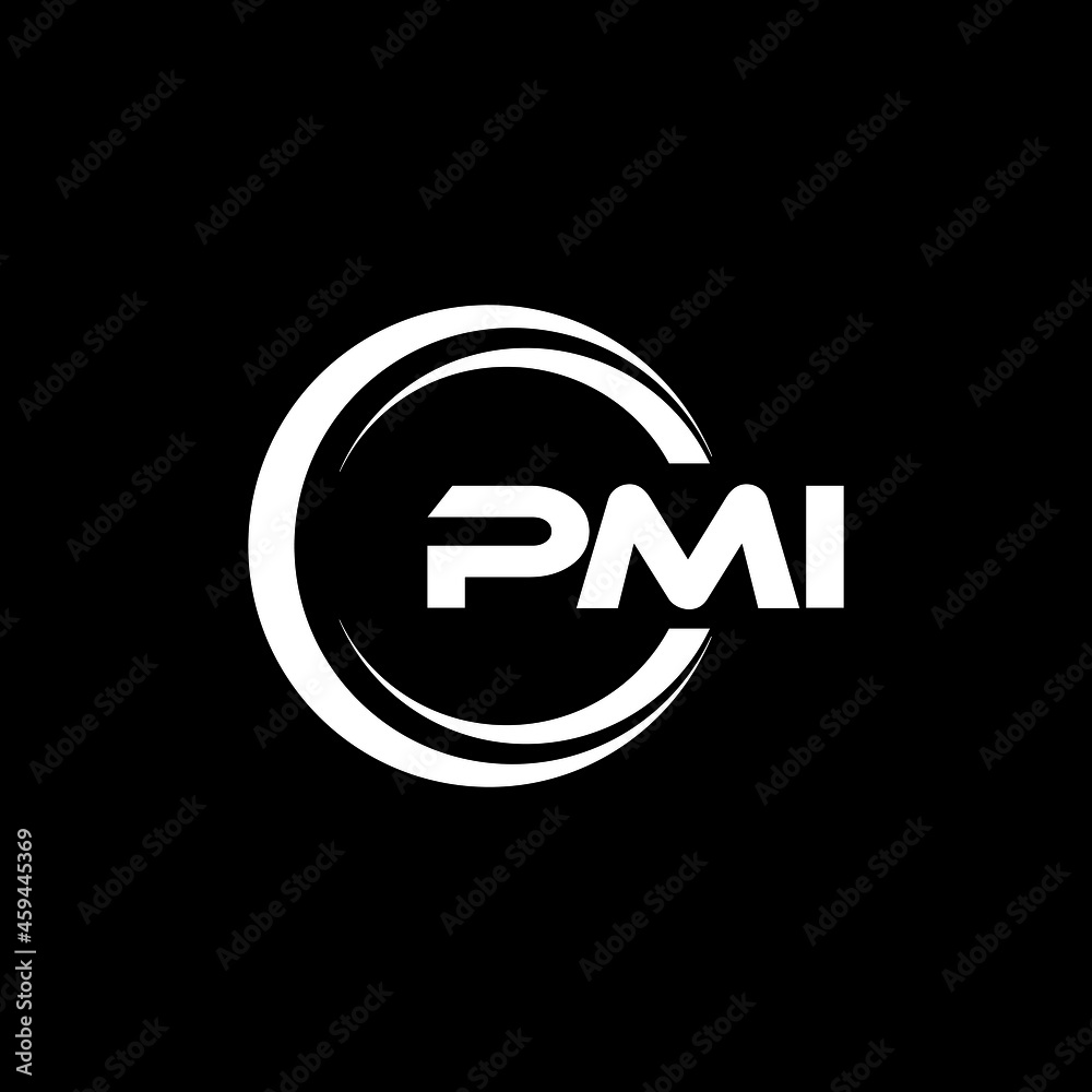 PMI letter logo design with black background in illustrator, vector ...