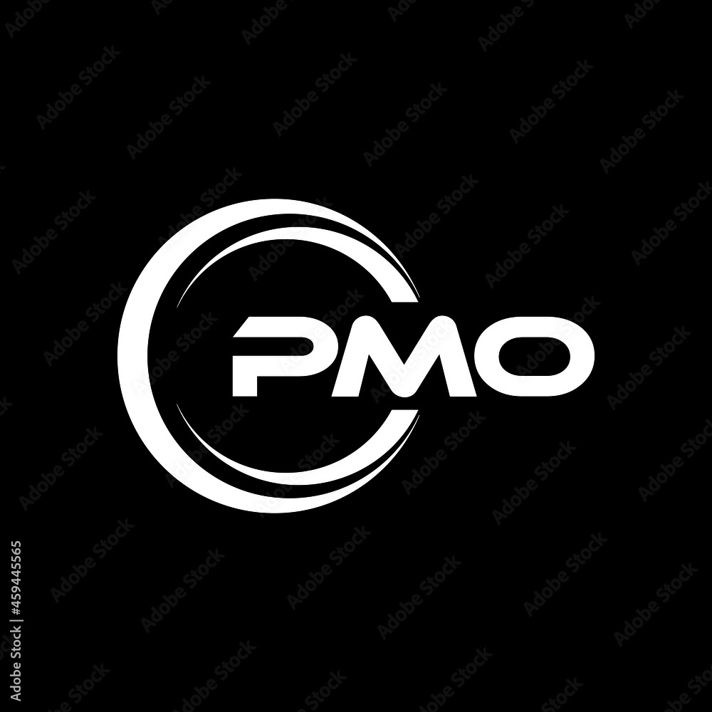 PMO letter logo design with black background in illustrator, vector ...