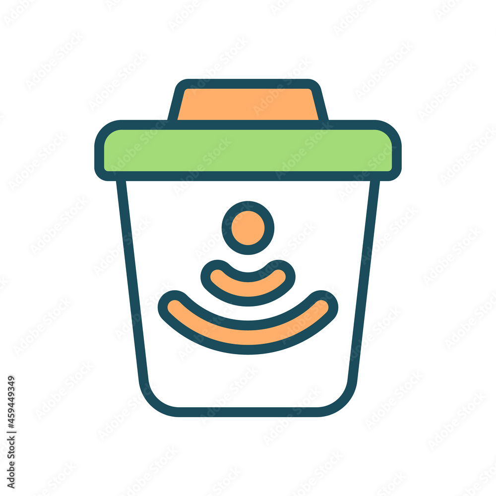Smart trashcan RGB color icon. Garbage bin with waste monitoring system ...