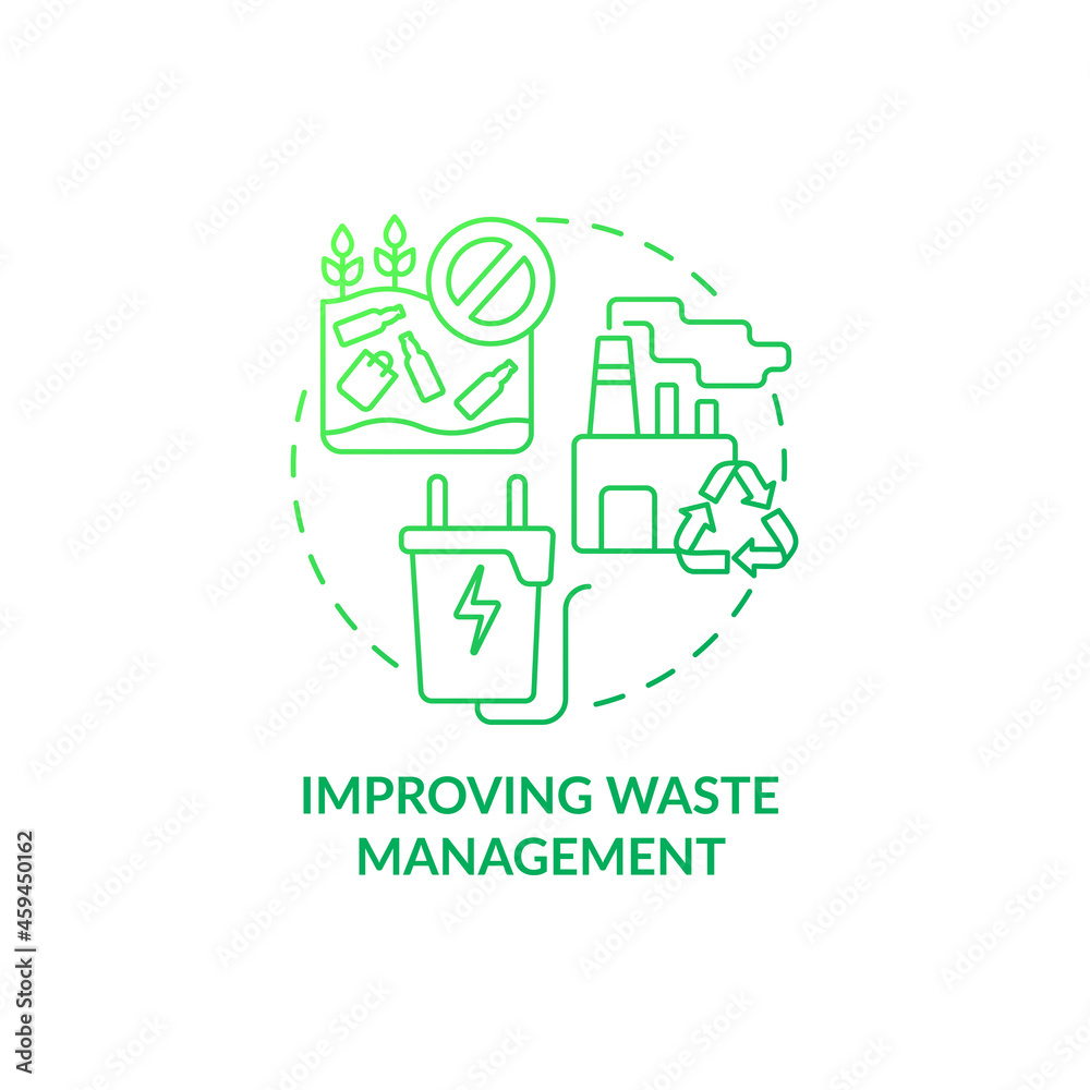 Improving waste management concept icon. Reducing air pollution abstract idea thin line ...