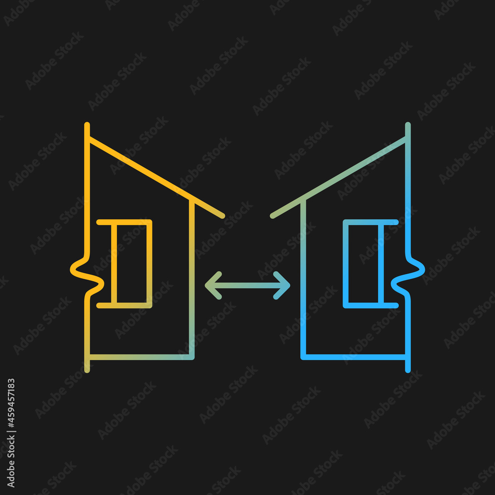 Minimum distance between buildings gradient vector icon for dark theme ...