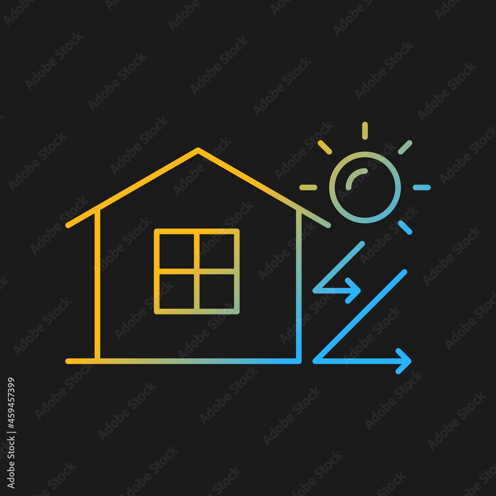 Heat insulation gradient vector icon for dark theme. House isolation ...