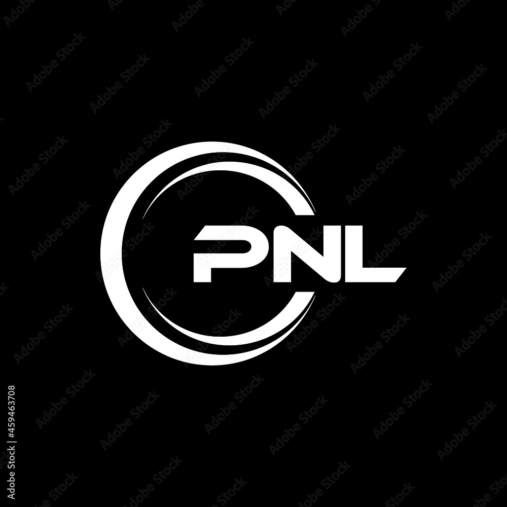 PNL letter logo design with black background in illustrator, vector ...
