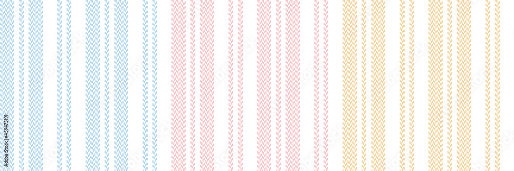 Stripe pattern set with herringbone texture in pastel blue, pink ...