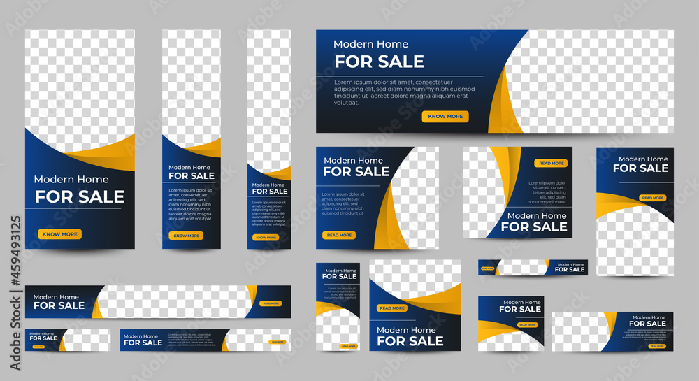 Real Estate banner design web template Set, Horizontal header web ...