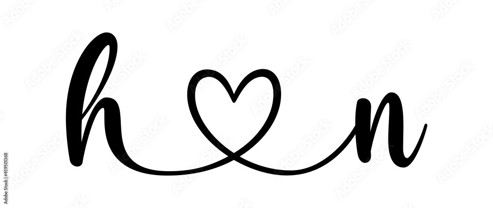hn, nh, letters with heart Monogram, monogram wedding logo. Love icon ...