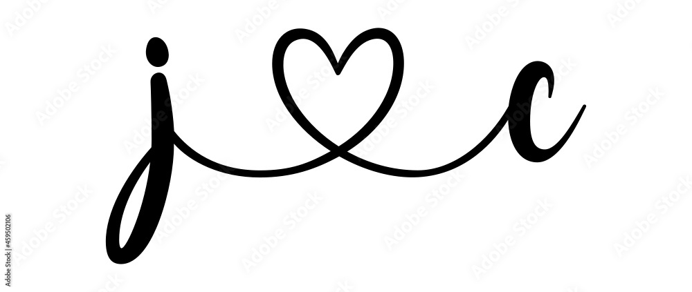 jc, cj, letters with heart Monogram, monogram wedding logo. Love icon ...