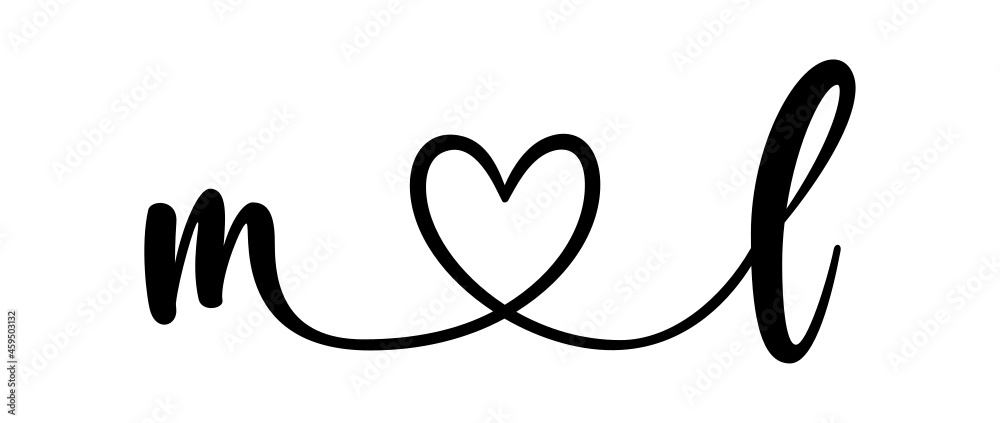 ml, lm, letters with heart Monogram, monogram wedding logo. Love icon ...