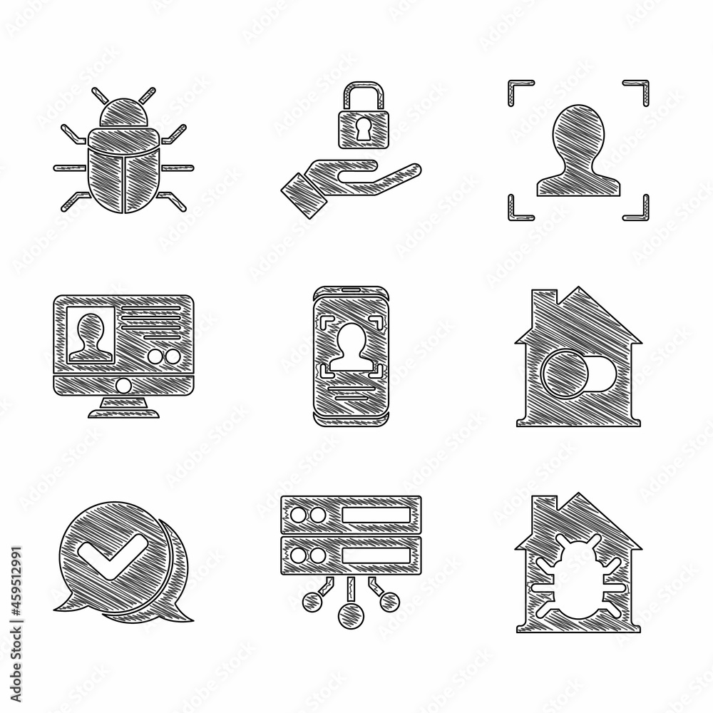 Set Mobile And Face Recognition Server Data Web Hosting House System Bug Smart Home Check