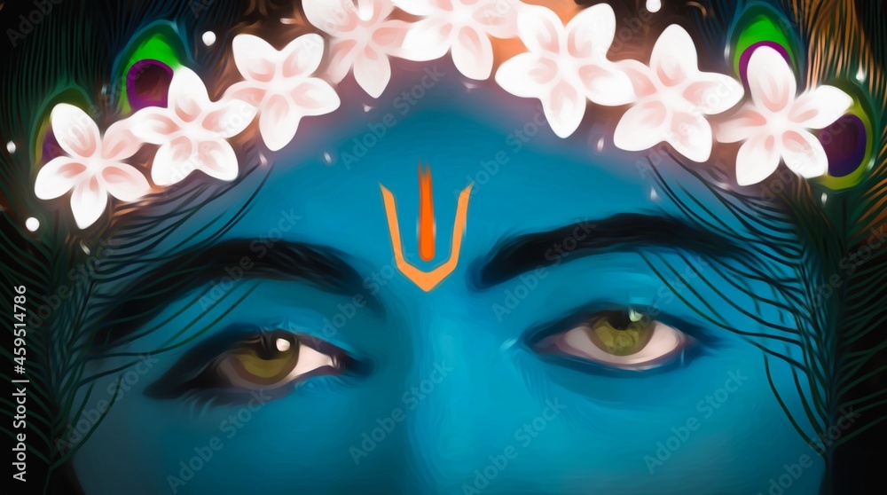 lotus eyes of krishna Stock Illustration | Adobe Stock