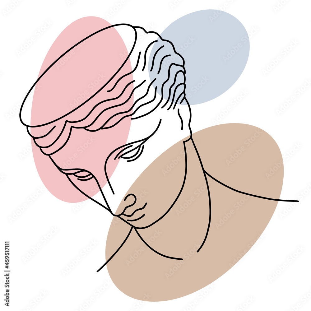 Hand drawn vector of ancient Greek girl head. Illustration of classic ...