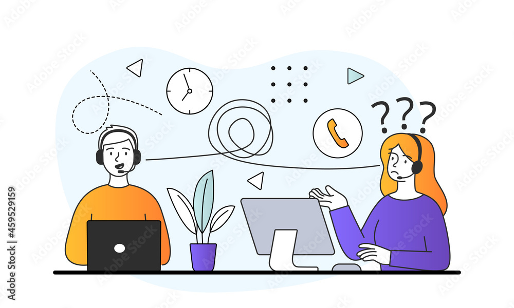 Bad communication concept. Woman does not understand message well ...