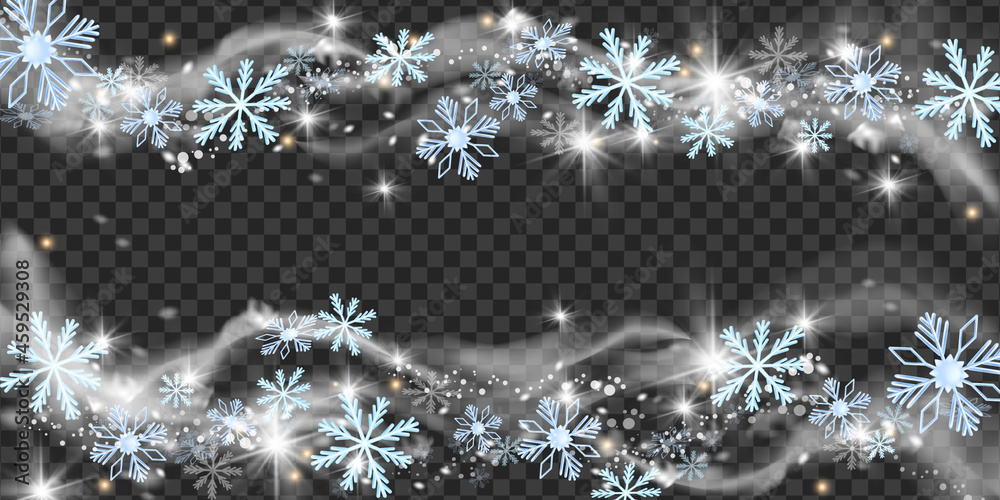 Christmas snow wind vector illustration, winter snowflake blizzard ...