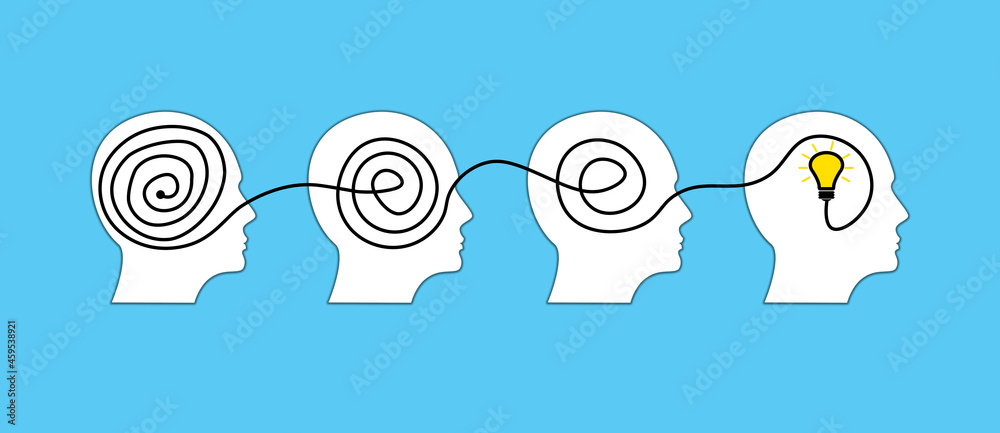 Brainstorming And Mental Problem Solving Concept Brain With Messy Line