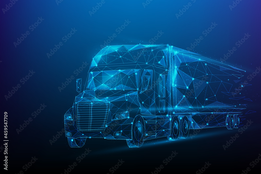 logistics cargo truck transport low poly. business worldwide shipping ...