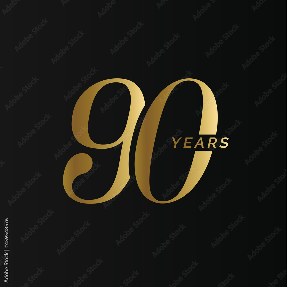 Anniversary company logo, 90 years, ninety gold number, wedding ...