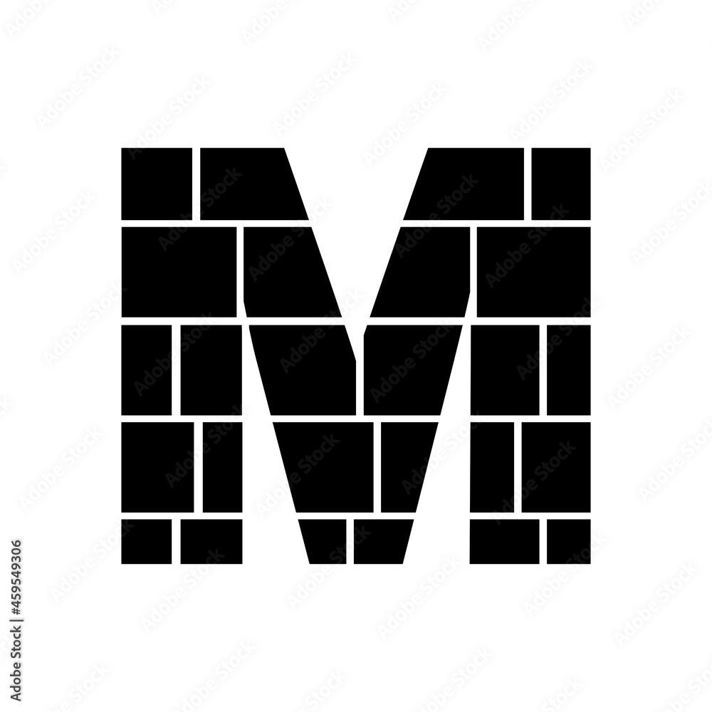 Letter M mask area. Alphabet-letter photo collage frames template ...