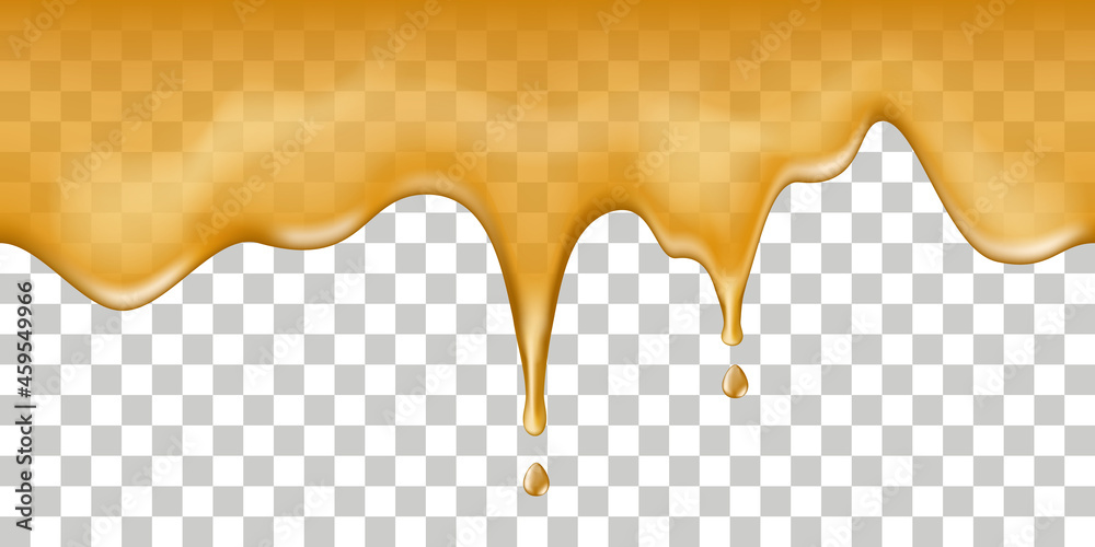 Maple syrup spill drip, melted honey. Isolated flowing liquid , orange ...