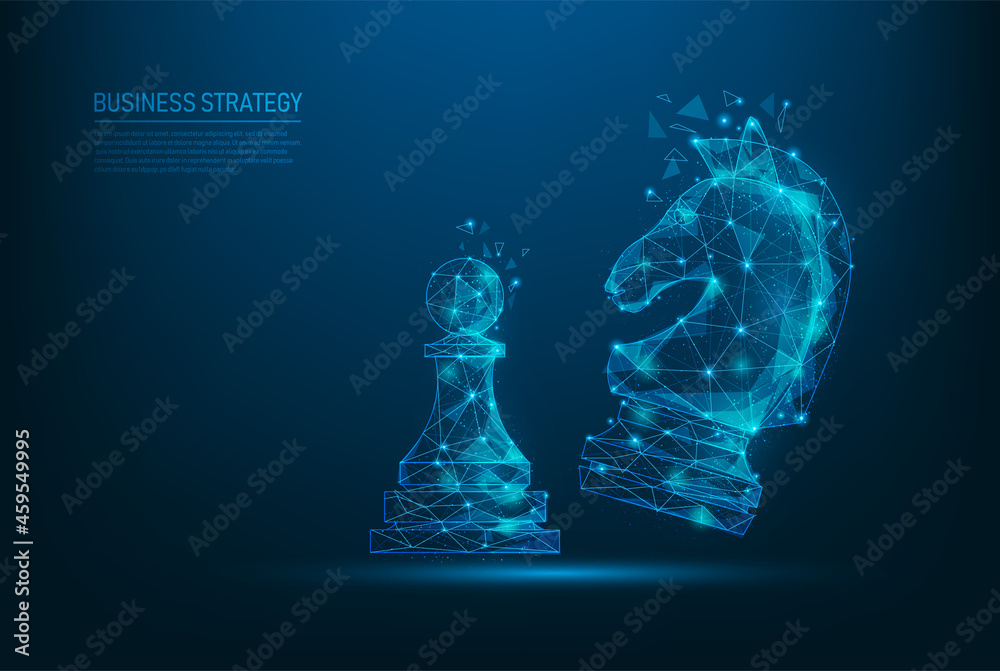 Chess business strategy low poly. Chess game concept. isolated on ...