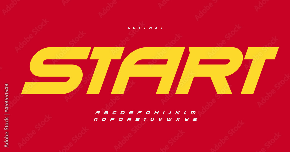 Poster, Foto Italic bold font alphabet with modern sharp angles ...