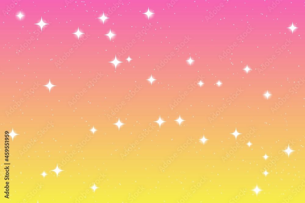 Sky and stars background. Yellow and pink space background. The ...