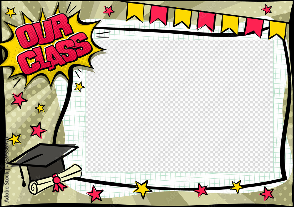 Our class photo frame in pop art style. Bright page for class photos ...
