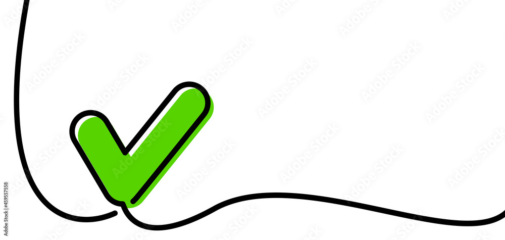Single line green check mark drawing. Stock Vector | Adobe Stock