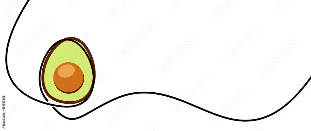 Single line drawing of green avocado. Stock Vector | Adobe Stock