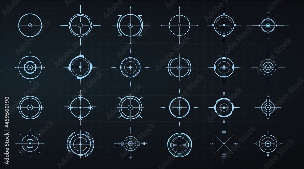 Sniper aim pointer. UI, HUD technology aiming, weapon military ... Sniper aim pointer. UI, HUD technology aiming, weapon military ...