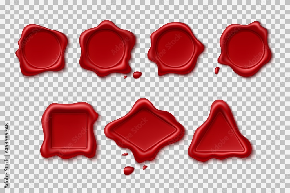 Wax seal stamps. Realistic different shapes vintage blank emboss ...