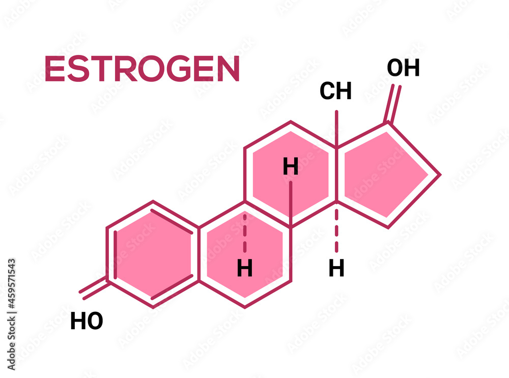 Estrogen hormone science symbol. Oestrogen female sexual hormone ...