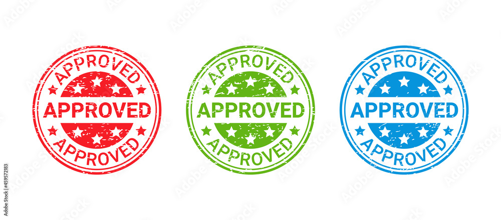 Approved grunge stamp. Vector. Approval badge. Accepted round ink ...