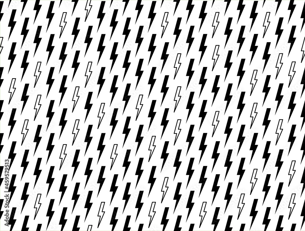 Lightning vector seamless pattern monochrome illustration. Thunderbolt ...