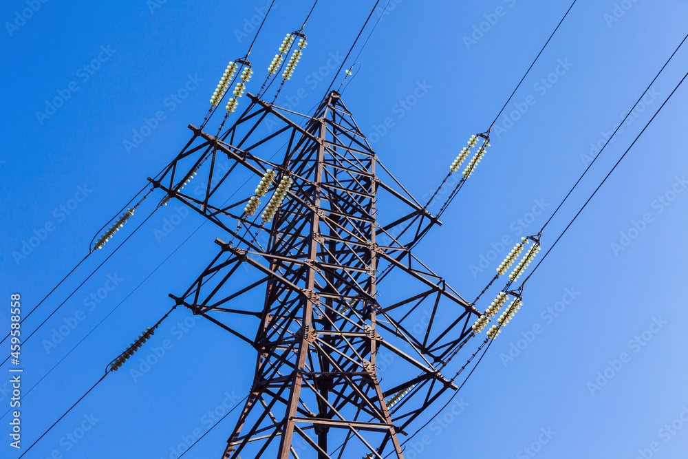 Parts of high voltage electricity tower or power tower or electricity ...