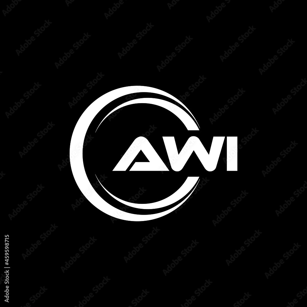 AWI letter logo design with black background in illustrator, vector ...