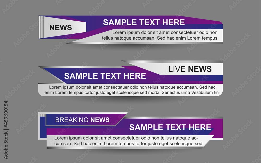 Set collection vector of Broadcast News Lower Thirds Template layout ...
