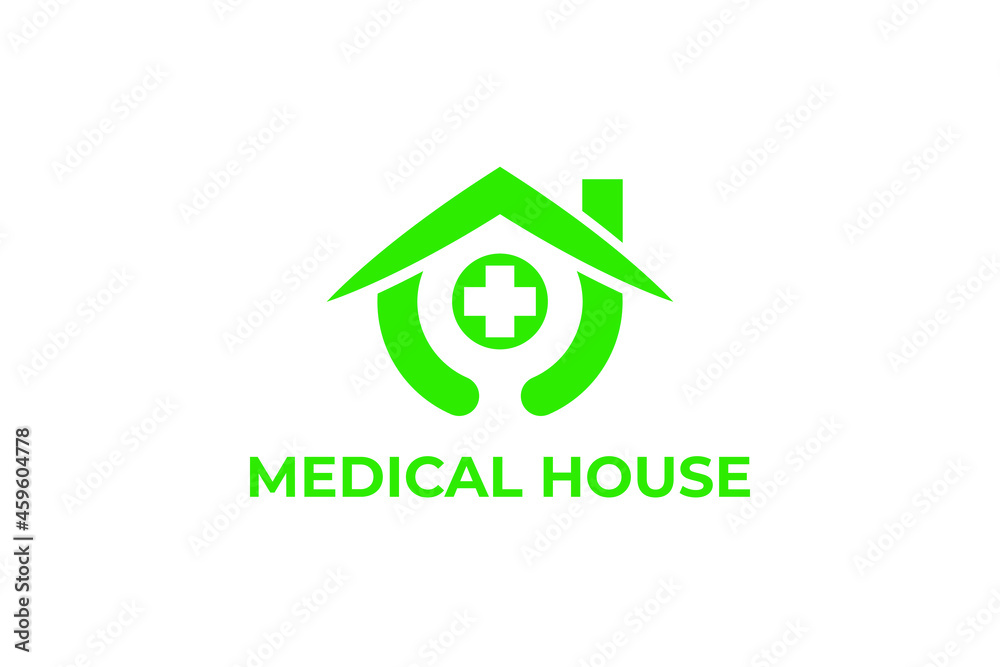 Medical House Logo Design template modern green circle Stock Vector ...