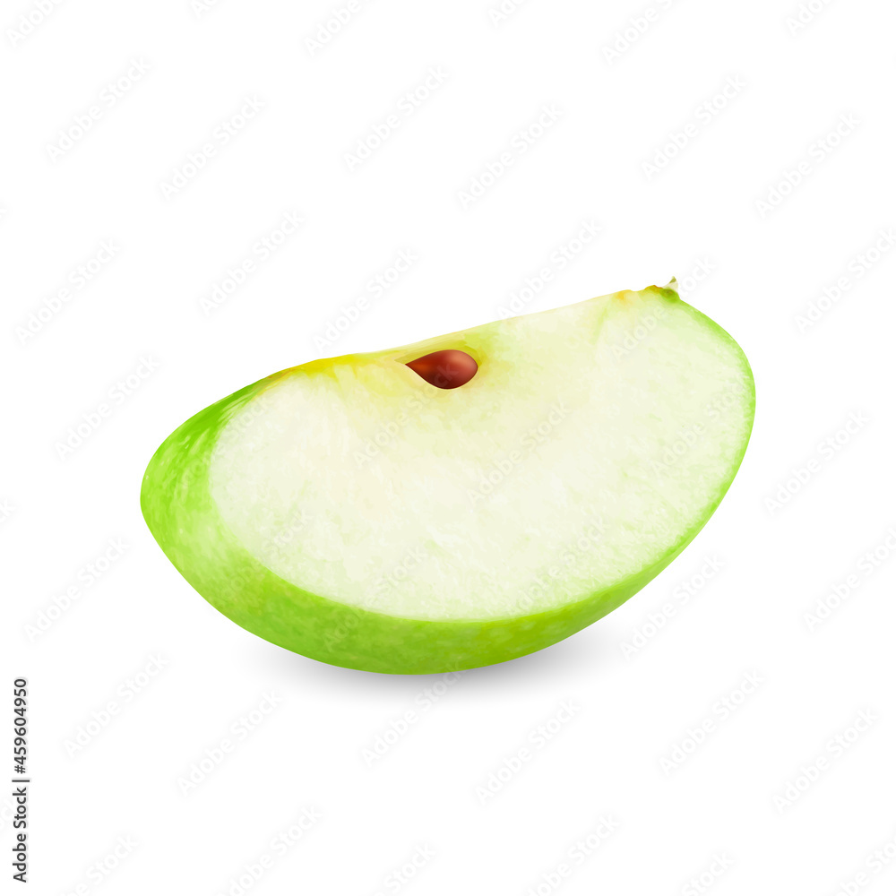 Vector realistic 3d the green apple wedge. Images of green apple slice ...