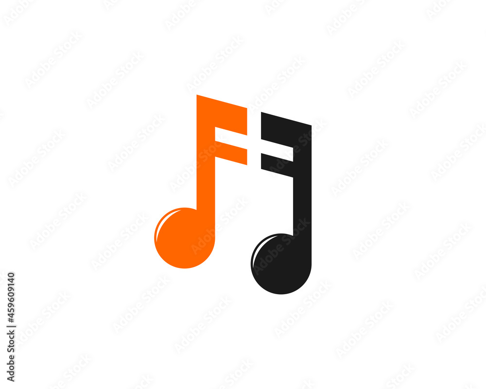 F Letter with music note shape logo Stock Vector | Adobe Stock