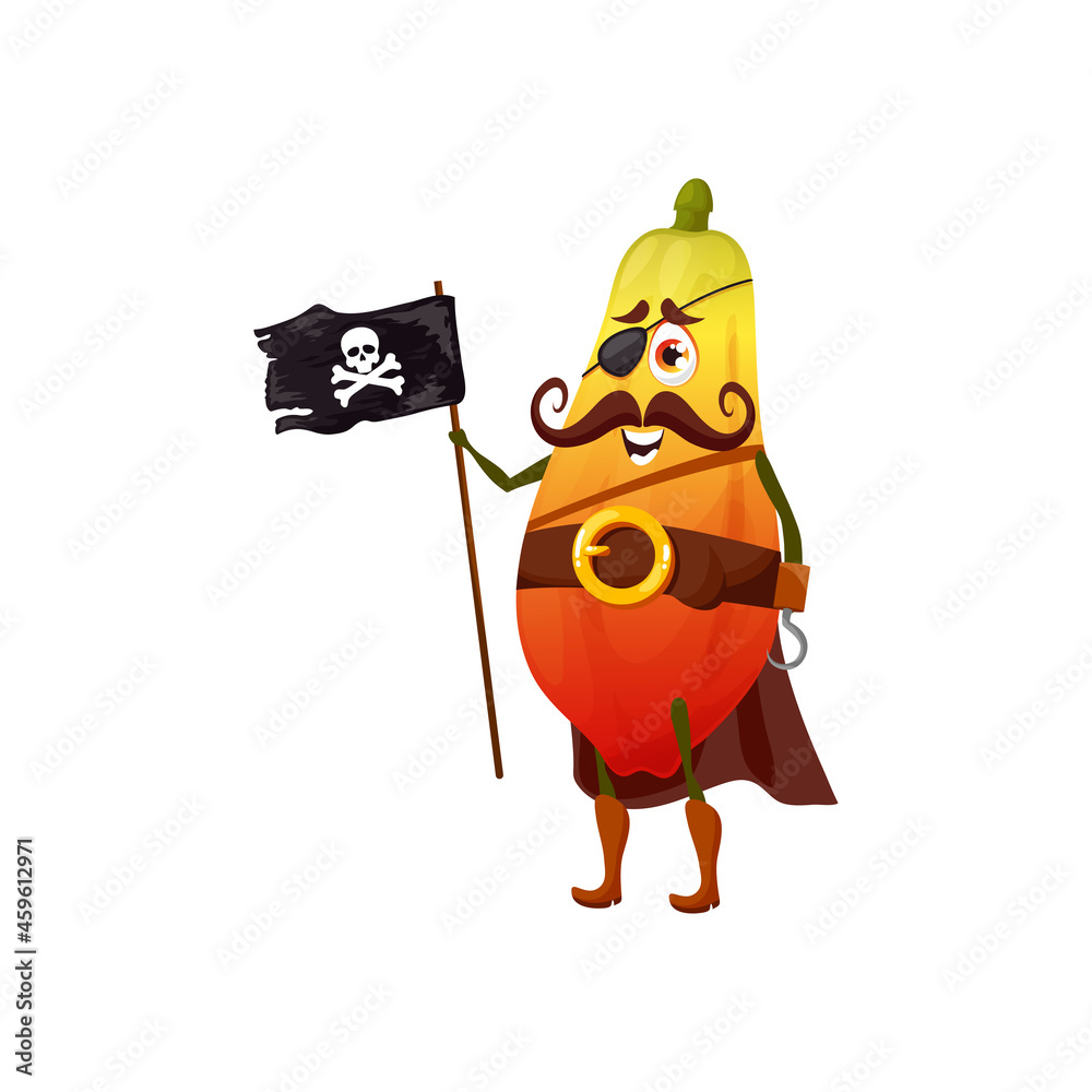 Pirate papaya pawpaw isolated cartoon character corsair emoticon in ...