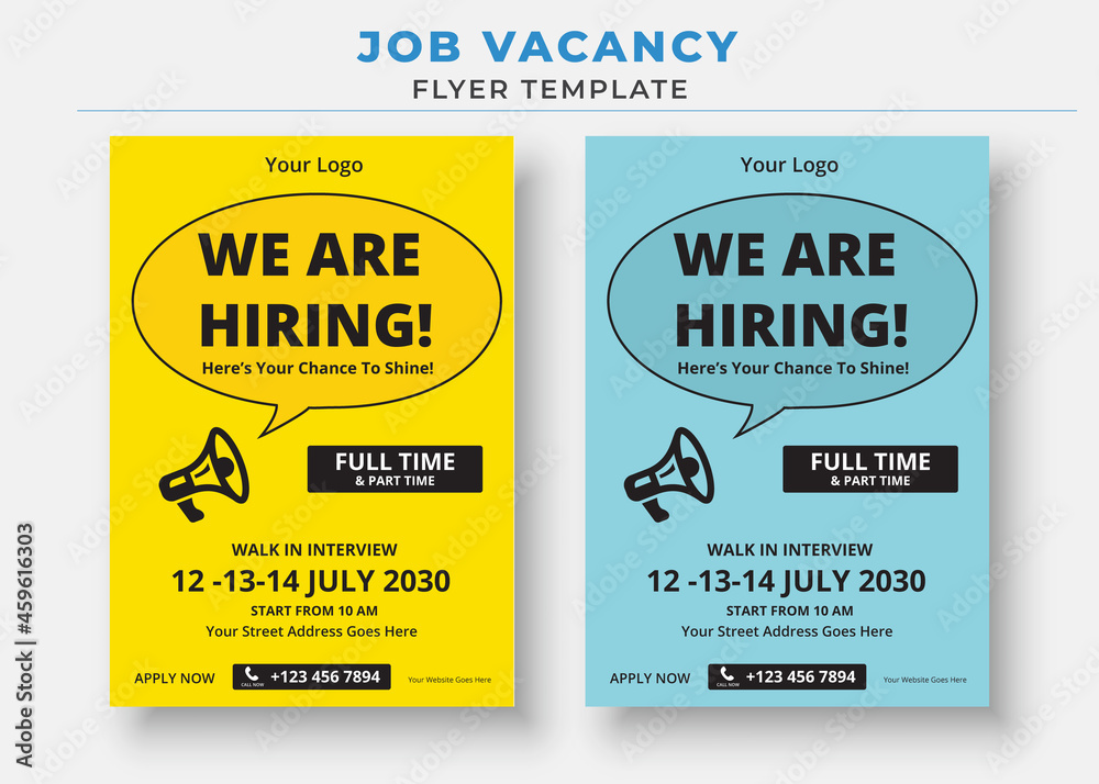 Job Vacancy Flyer Template, We are Hiring job Flyer Template Stock ...
