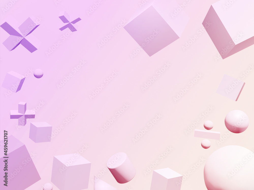 Gradient color basic math operation symbols and Geometry shape on pink ...