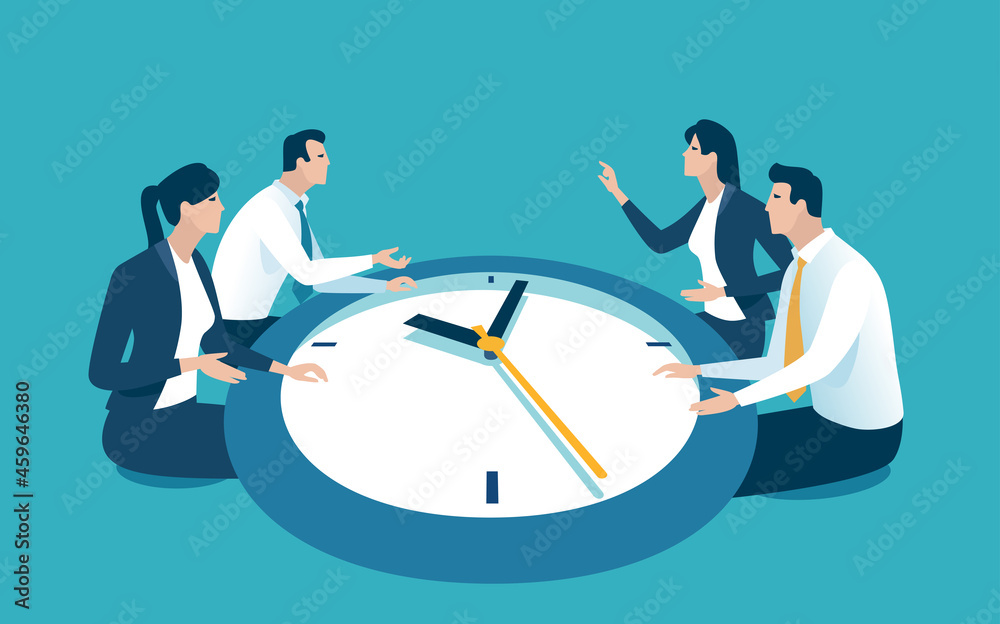 Time management. Deadline. The team talks about the time schedule ...