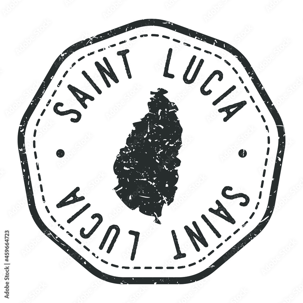 St Lucia Map Stamp Retro Postmark. Silhouette Postal Passport. Seal ...